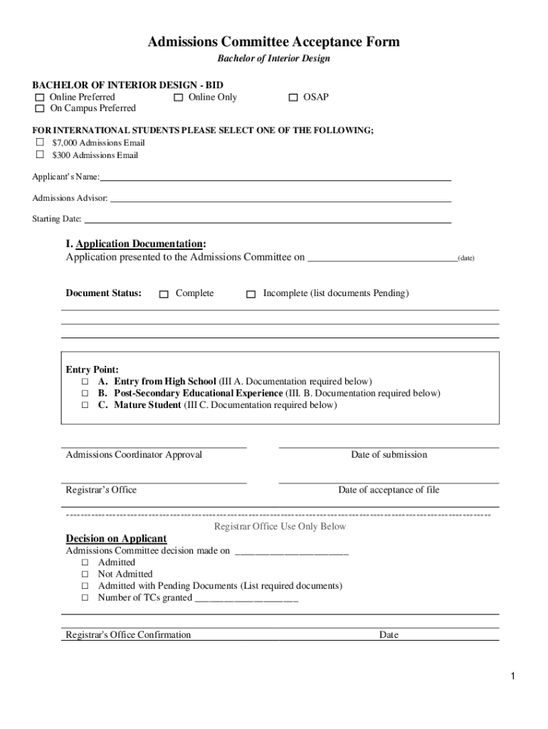 Fillable Online Interior DesignDepartment of Design Fax Email Print ...