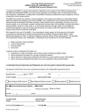 Fillable Online CalJOBS Staff Account Request Form Fax Email Print ...