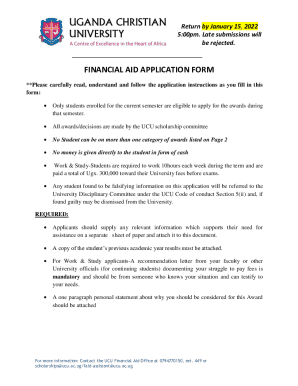 Fillable Online ucu ac FINANCIAL AID APPLICATION FORM Fax Email Print ...
