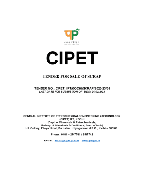 Fillable Online TENDER FOR SALE OF SCRAP Fax Email Print - pdfFiller
