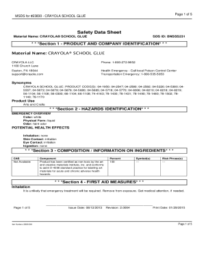 Fillable Online MATERIAL SAFETY DATA SHEET Page:1/5 MSDS No. - Yumpu Fax Email Print - pdfFiller