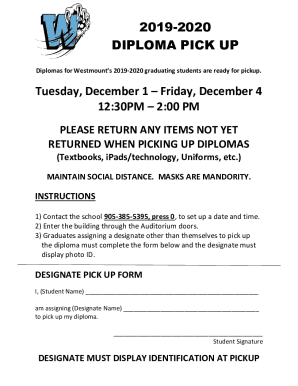 Fillable Online Diploma Pick Up Fax Email Print - pdfFiller