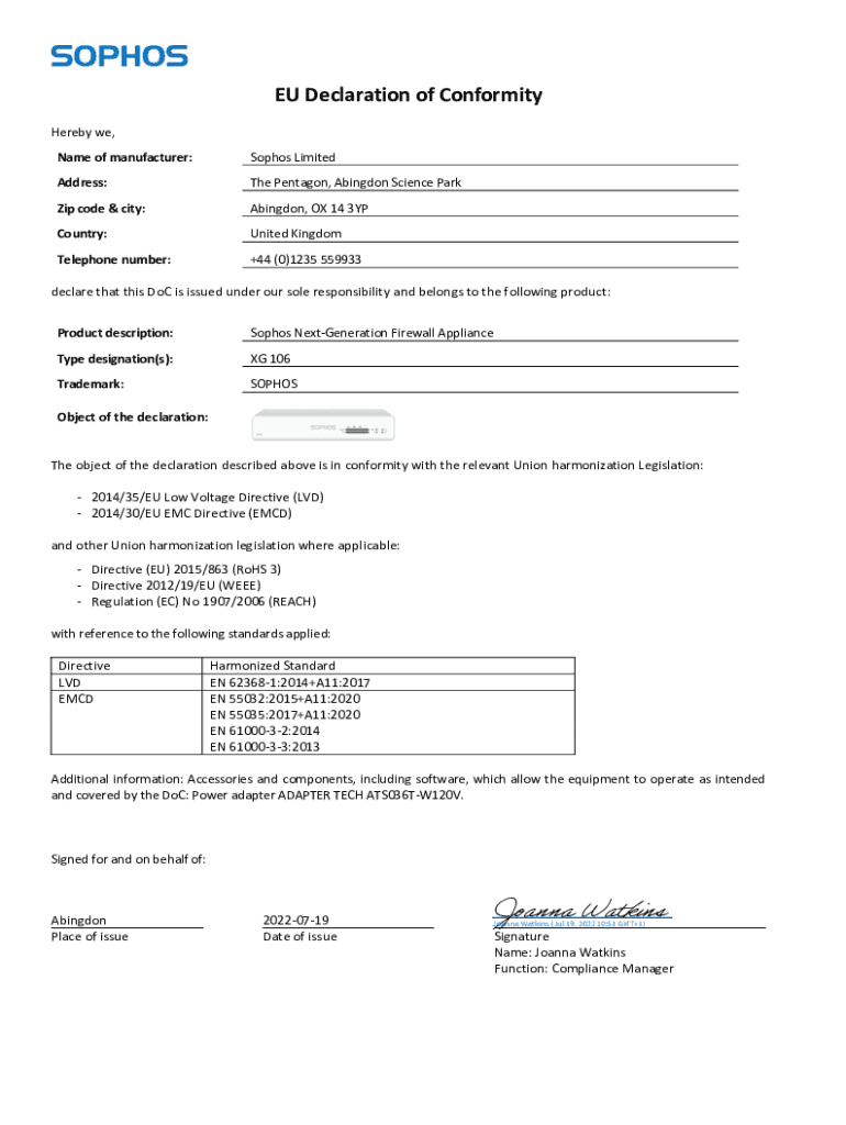 Fillable Online EU DECLARATION OF CONFORMITY - Precision Digital Fax Email Print - pdfFiller