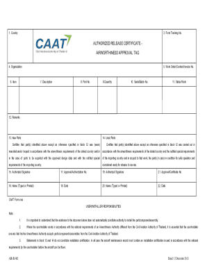 Fillable Online AUTHORIZED RELEASE CERTIFICATE - Cross-Check Aviation ...
