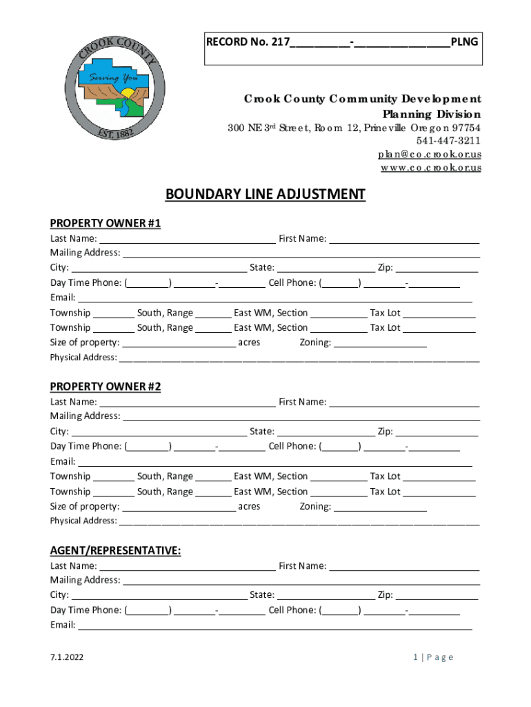 Fillable Online co crook or boundary line adjustment - Crook County Fax ... Fillable Online co crook or boundary line adjustment - Crook County Fax ...