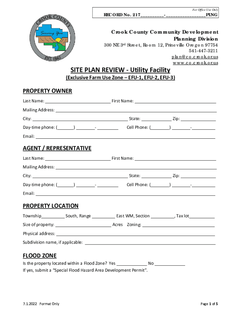 Fillable Online co crook or Site Plan Review - Utility Facility - Crook County Fax Email Print ...