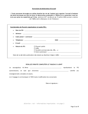 Remplissable En Ligne Guide pour la dclaration d'organisation d'accueil ...