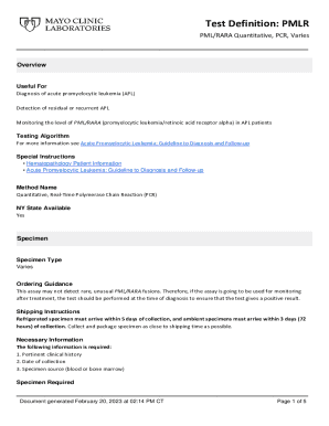 Fillable Online PML-RARA Detection by RT-PCR, Quantitative (Test on ...