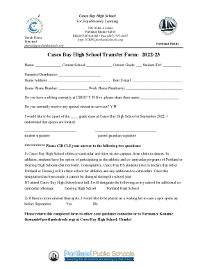 Fillable Online CBHS Transfer Form 22-23.doc Fax Email Print - pdfFiller