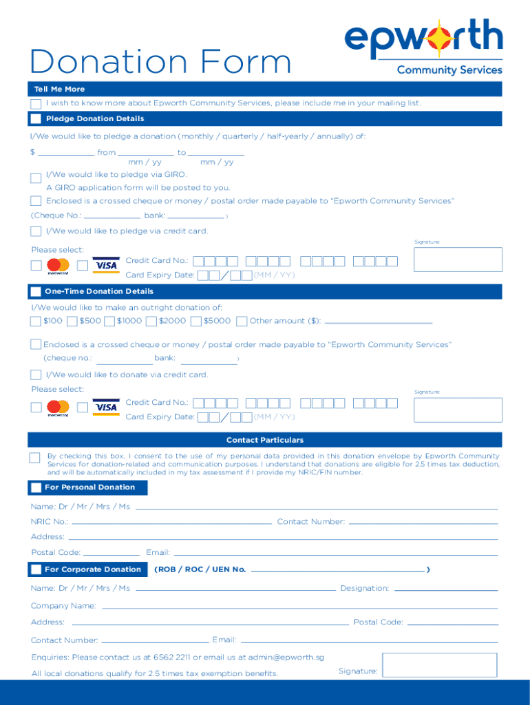 Fillable Online Donation Form - Epworth Community Services Fax Email Print - pdfFiller
