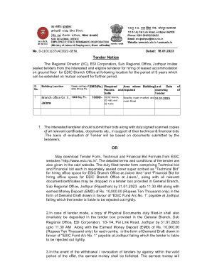 Fillable Online Tender Notice Inviting Expression of Interest for ...