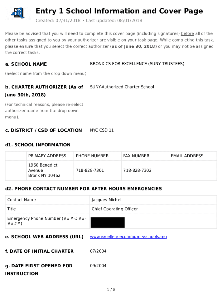 Fillable Online Entry 1 School Information and Cover Page - Future Leaders ... Fax Email Print ...