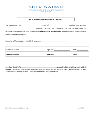 Fillable Online snulinks snu edu Candidacy - The Ohio State University Graduate School Fax Email ...