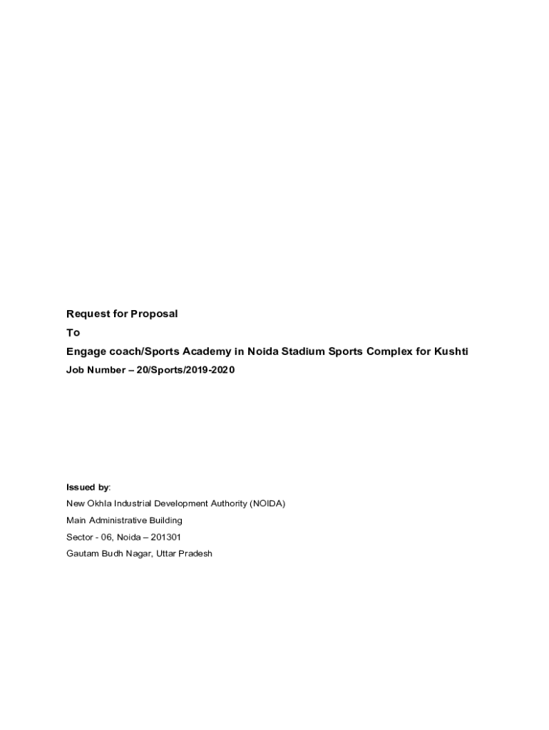 Fillable Online Rfp to Engage Coach/Sports Academy in Noida Stadium ...