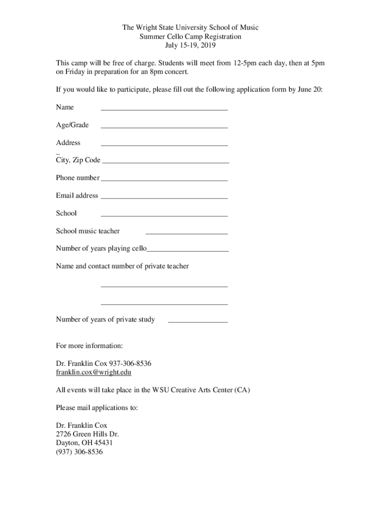 Fillable Online liberal-arts wright Wright State University Winds FestivalSchool of Fine and ...