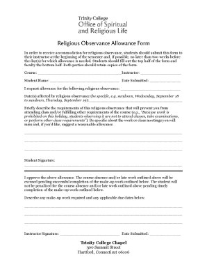 Fillable Online Request for Accommodation for Religious Observances Fax ...