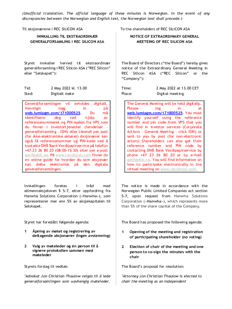 Fillable Online Unofficial translation. The official language of - Cision Fax Email Print ...