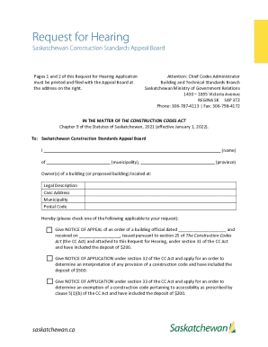 Fillable Online Request for Hearing form for the Saskatchewan ...