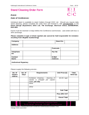 STAND CLEANING - ESC Exhibition Doc Template | pdfFiller