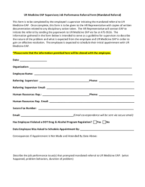 Fillable Online Job Performance Based Mandated Strong EAP Referral ...