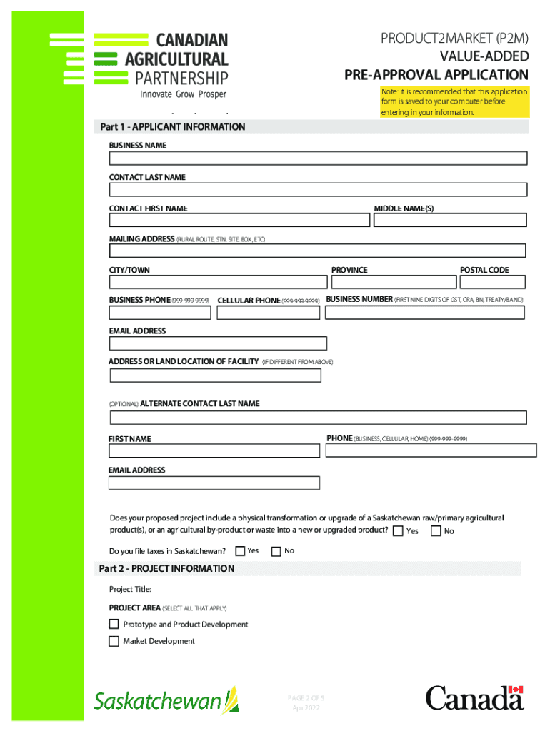 Fillable Online Product2Market (P2M) - Value Added Pre-Approval ...