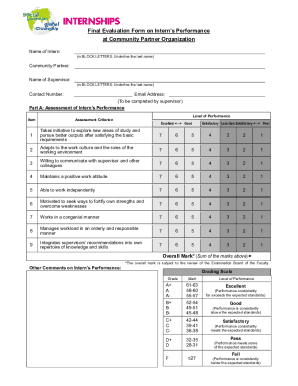 Fillable Online Final Evaluation Form on Intern's Performance at ...
