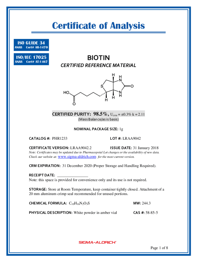 Fillable Online 3 Details Every Certificate of Analysis (CoA) Should ...