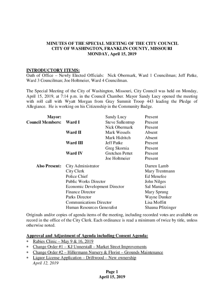 Fillable Online Oath of Office Newly Elected Officials: Nick Obermark ...