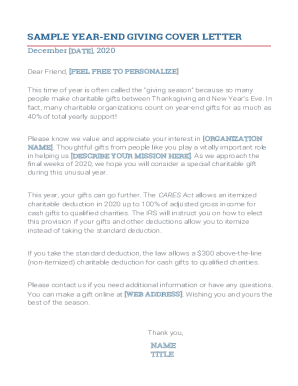 Fillable Online SAMPLE YEAR-END GIVING COVER LETTER - December DATE ...
