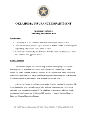 Fillable Online License CE Requirements - Oklahoma Insurance Department ...