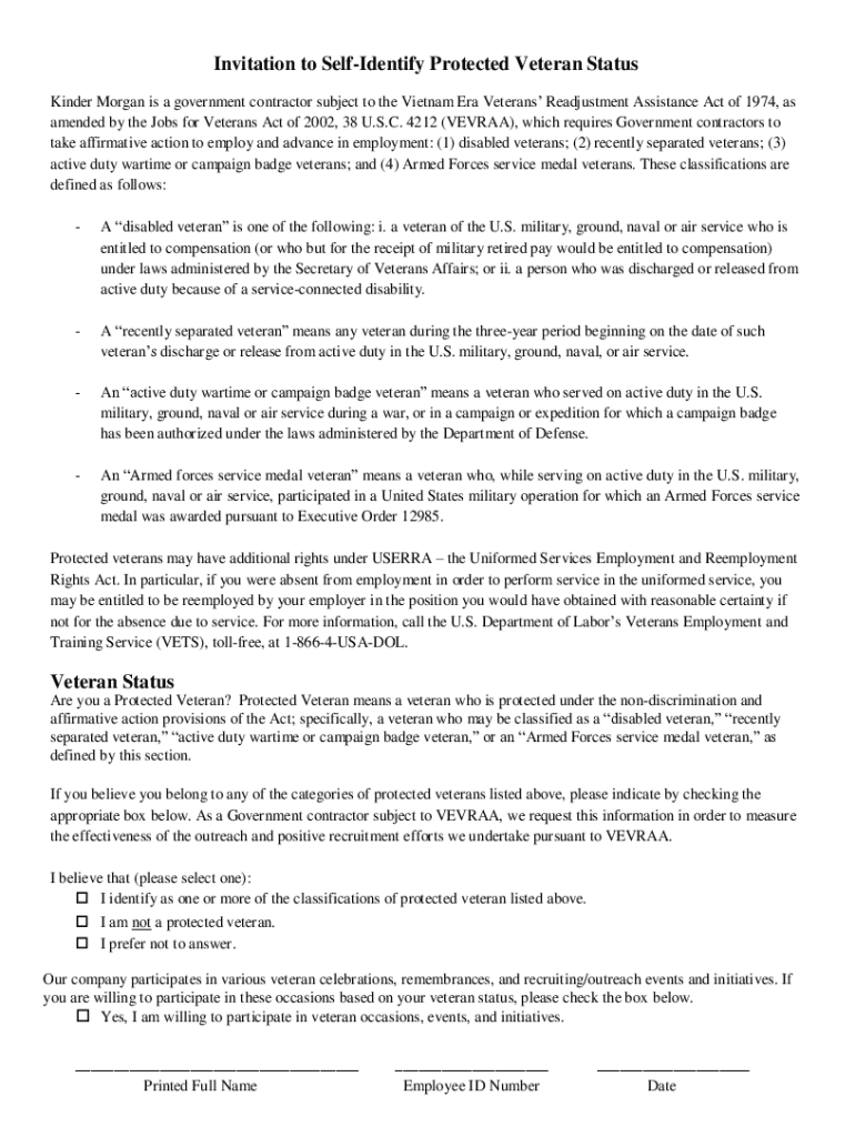 Fillable Online Voluntary-Request-to-Self-Identify-as-Veteran.pdf Fax Email Print - pdfFiller