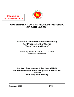 Standard Tender Document (STD) Doc Template | pdfFiller