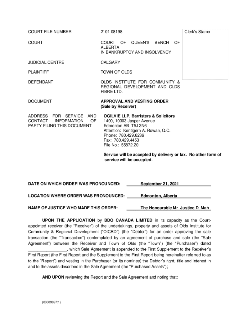 Fillable Online court file number: 2101-05019 - FTI Consulting Canada ...