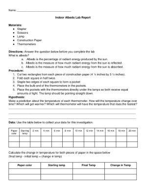 Fillable Online Changing Albedo Lab Teacher Sheets - My NASA Data Fax ...