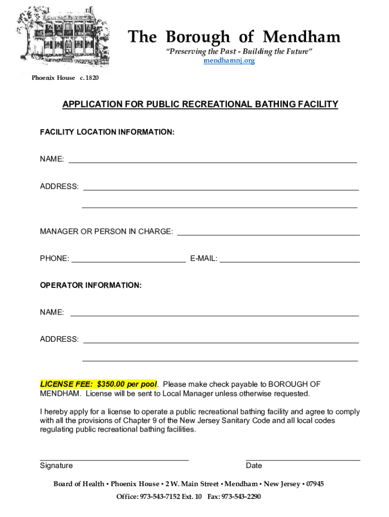Fillable Online Plan Review Application For Public Recreational Bathing ... Fax Email Print ...