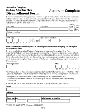 Fillable Online Disenrollment Form - Ascension Complete Fax Email Print ...
