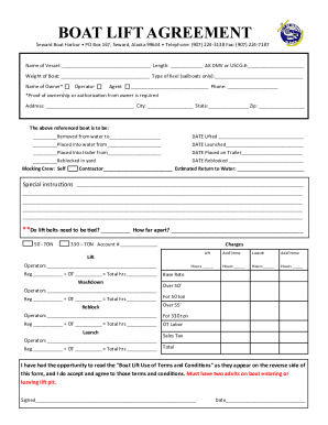 Fillable Online BOAT LIFT AGREEMENT Fax Email Print - pdfFiller