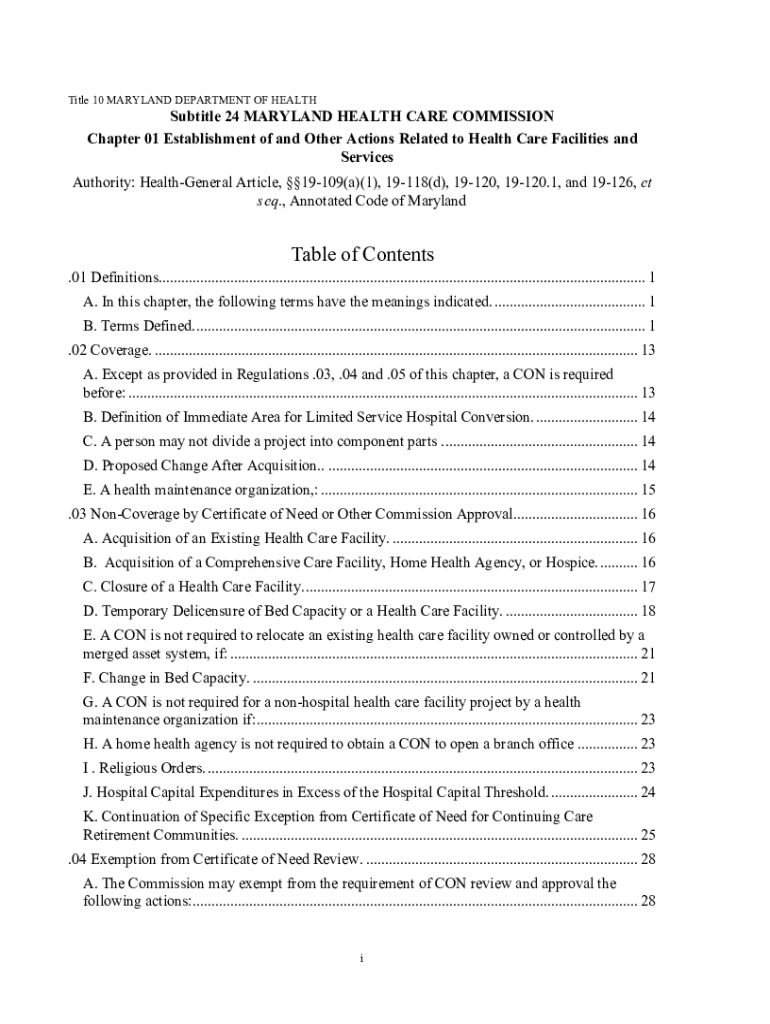 Fillable Online mhcc maryland Sec. 10.24.01.03. Non-Coverage by ...