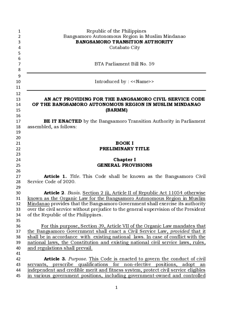 Fillable Online Bangsamoro Bill 59 CS Code Enhanced w Underlined February 11.docx Fax Email ...