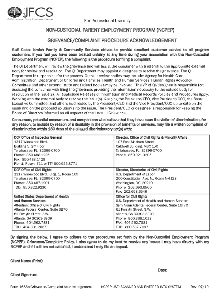 Fillable Online Grievance Procedure - Ideal Programs Services Fax Email ...