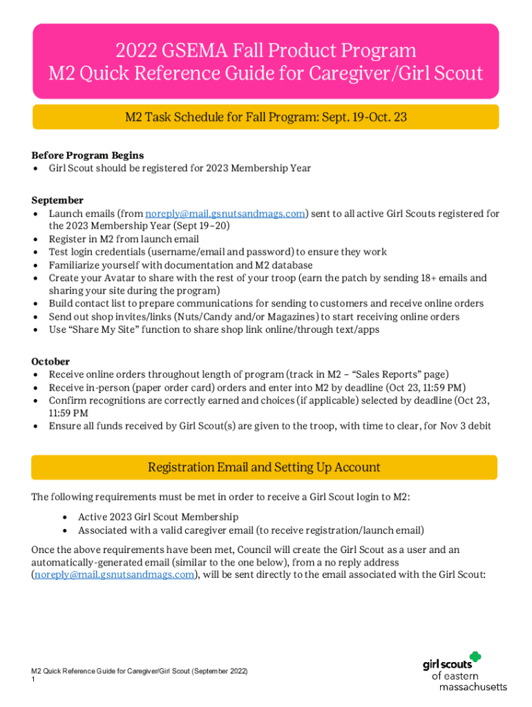 Fillable Online 2022 GSEMA Fall Product Program M2 Quick Reference ...