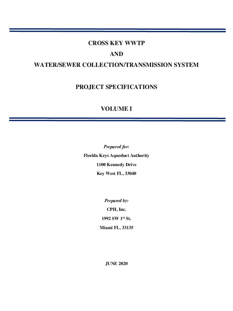 Fillable Online index to project specifications cross key wwtp and ...