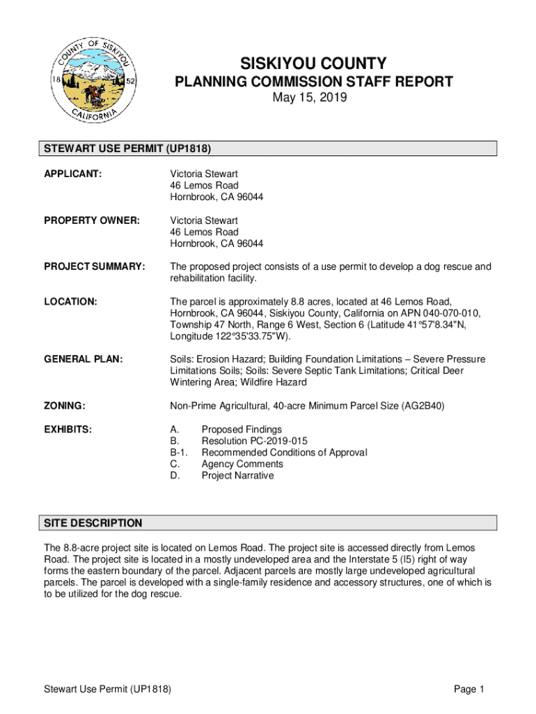 Fillable Online planning commission staff report - Siskiyou County Fax ...