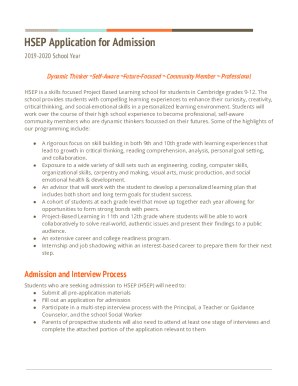 Fillable Online HSEP Application for Admission Fax Email Print - pdfFiller