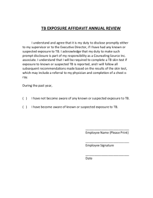 Fillable Online TB EXPOSURE AFFIDAVIT ANNUAL REVIEW Fax Email Print ...