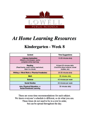 Fillable Online Kindergarten - Week 8 - At Home Learning Resources Fax ...
