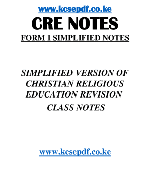 Fillable Online CRE Notes Form 1KCSE CRE Past Papers - Advance Africa ...