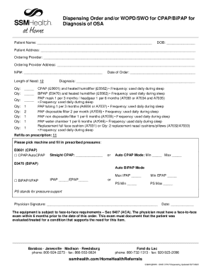 Fillable Online Respiratory/Sleep Therapy Order Form - Resurgia Fax ...