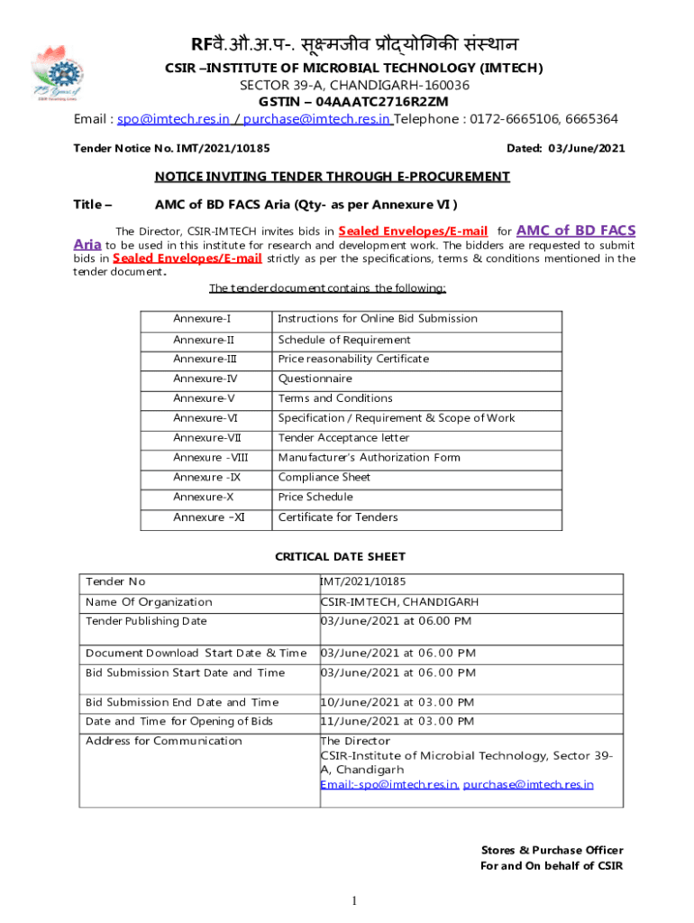 Fillable Online AMC of BD FACS Aria (Qty- as per Annexure VI ) Fax Email Print - pdfFiller