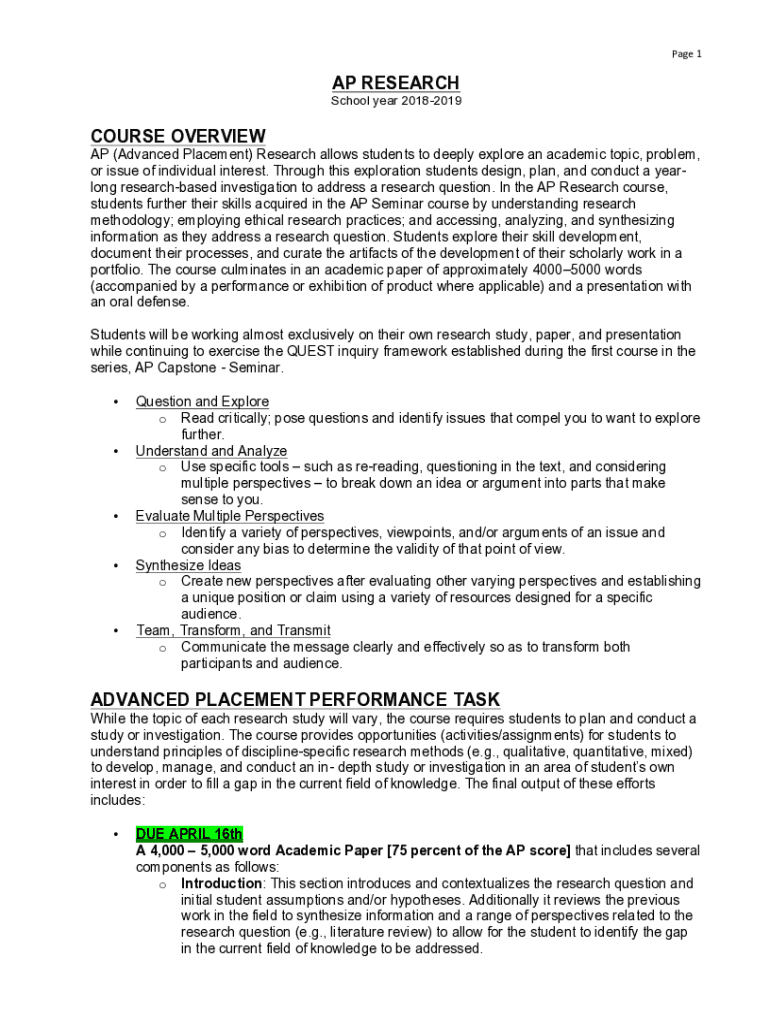 Fillable Online AP Capstone Diploma Program - AP Central - College ...